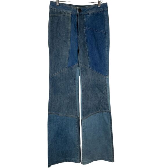 Free People | Jeans | Free People Patchwork Denim Flared Jeans High ...